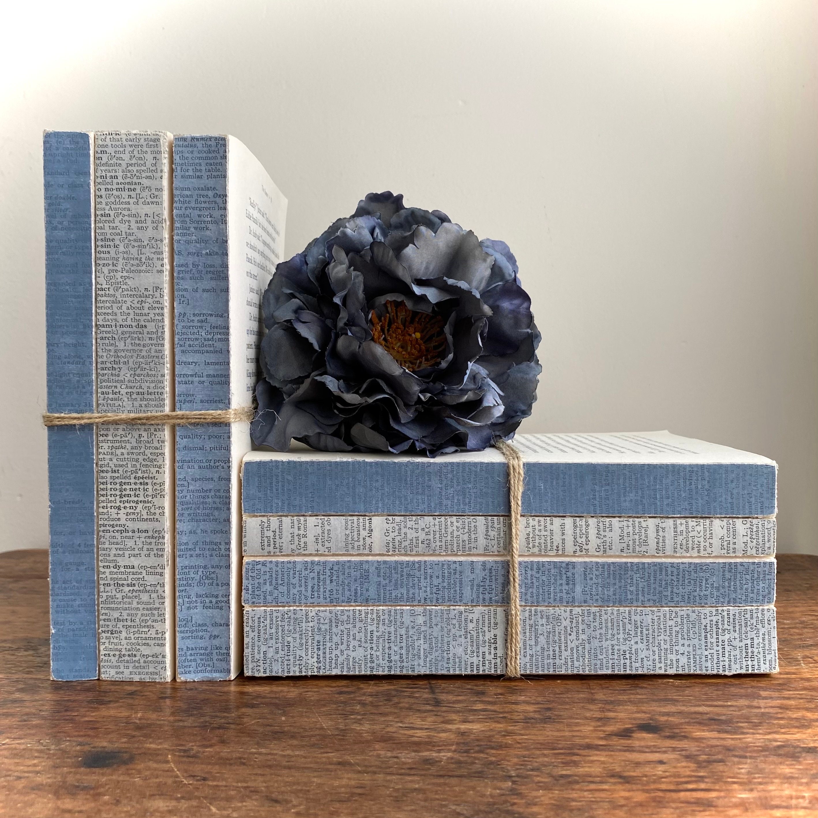 Denim Blue Book Stack: Shabby Chic Farmhouse Decor - Etsy