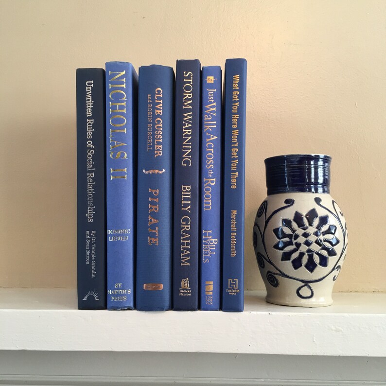 Blue Decorative Book Set Book Bundle Blue Decor Shelf - Etsy
