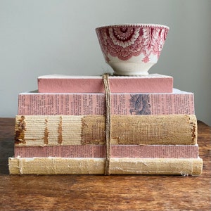 Rustic Decorative Book Set in Dusty Rose and Beige - Etsy
