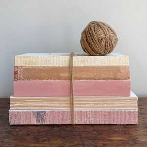 Rustic Decorative Book Set in Dusty Rose and Beige - Etsy