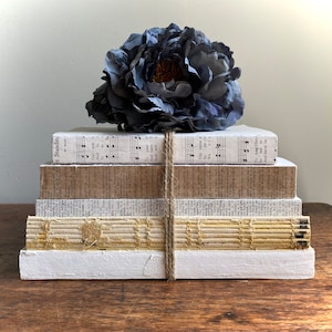 Tan and Ivory Rustic Book Stack, Vintage Inspired Decorative Books ...
