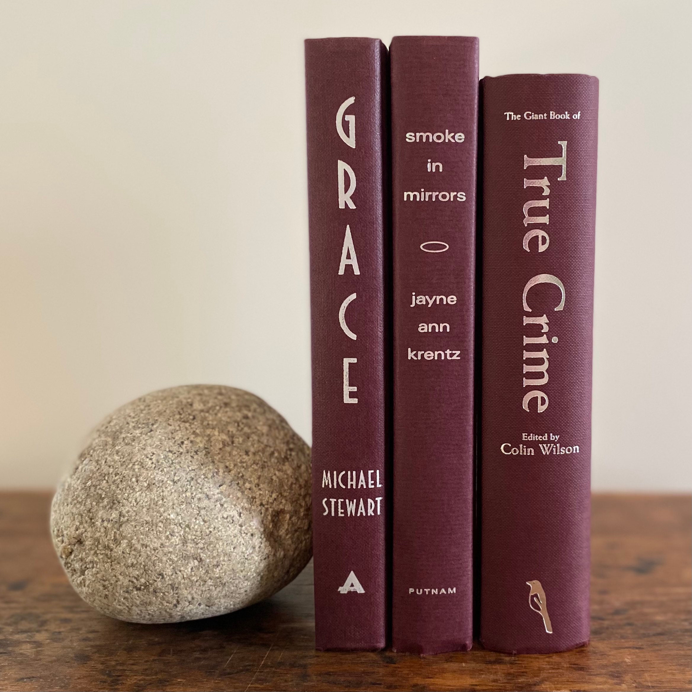 Burgundy Decorative Books Set Maroon Shelf Decor Stack of - Etsy