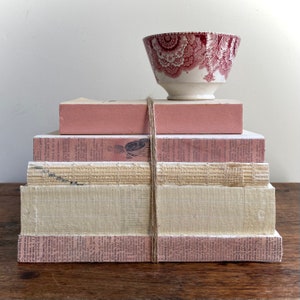 Rustic Decorative Book Set in Dusty Rose and Beige - Etsy