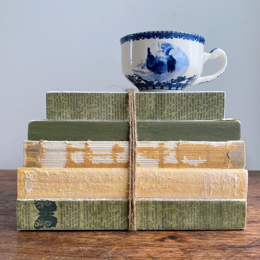 Olive and Beige Rustic Book Set - Etsy