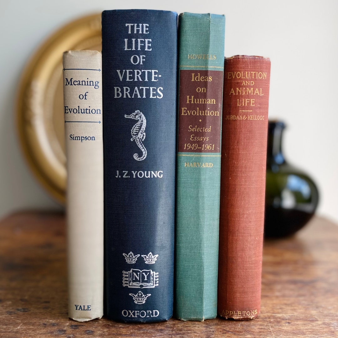 Vintage Stack of Books About Animal Life and Evolution, Old Science ...
