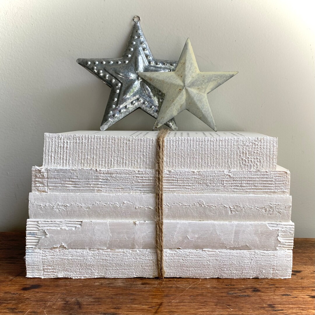 Coverless Rustic White Decorative Book Set - Etsy