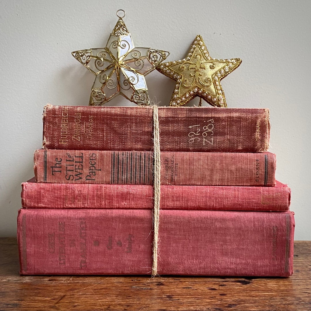 Rustic Red Vintage Book Stack - Etsy