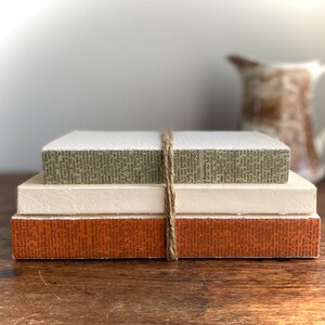 Olive Green and Burnt Orange Book Stack, Stacked Books, Fall Decor ...