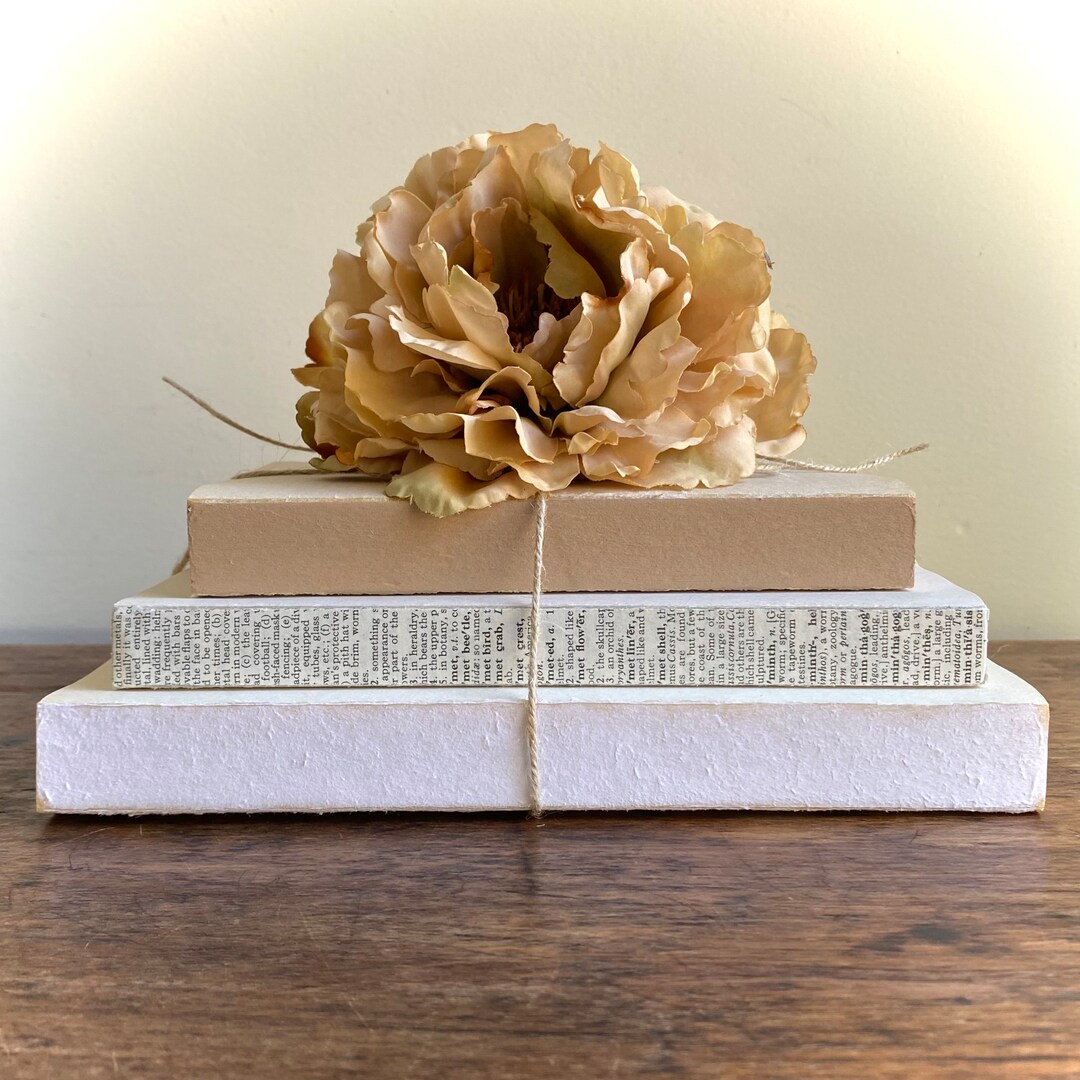 Beige Gray and White Decorated Farmhouse Books Rustic Book - Etsy