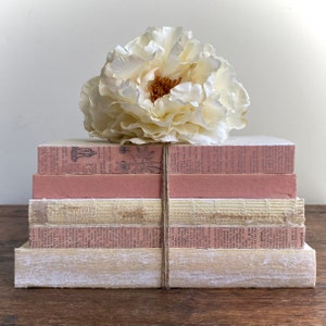 Rustic Decorative Book Set in Dusty Rose and Beige - Etsy