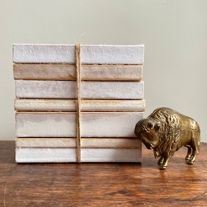White Decorative Book Stack, Farmhouse Books, Ivory Shelf Decor ...