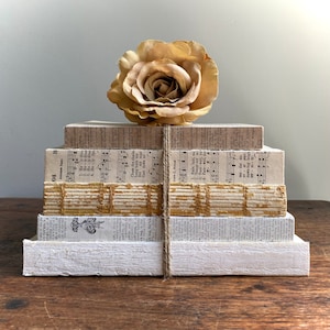 Tan and Ivory Rustic Book Stack, Vintage Inspired Decorative Books ...