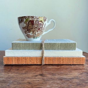 Olive Green and Burnt Orange Book Stack, Stacked Books, Fall Decor ...