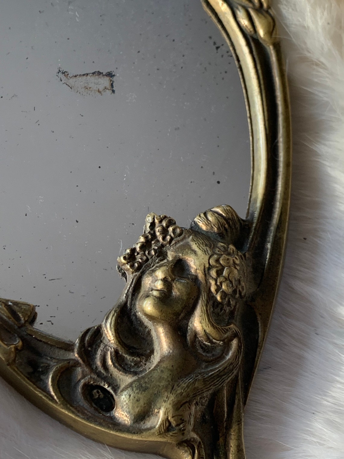 Jugendstil Bronze/copper Hand Mirror Antique. - Etsy