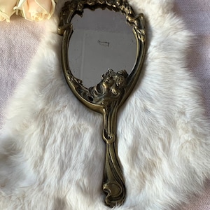 Jugendstil Bronze/copper Hand Mirror Antique. - Etsy