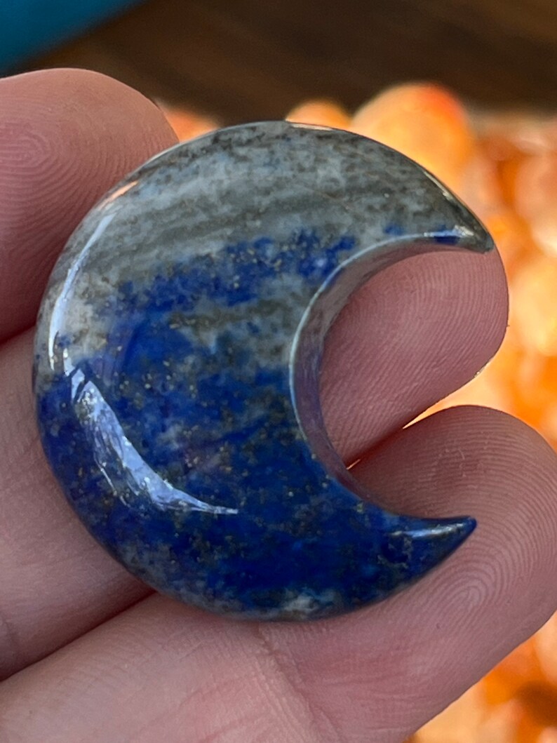 Lapis Lazuli Moon Shaped Stone - Etsy