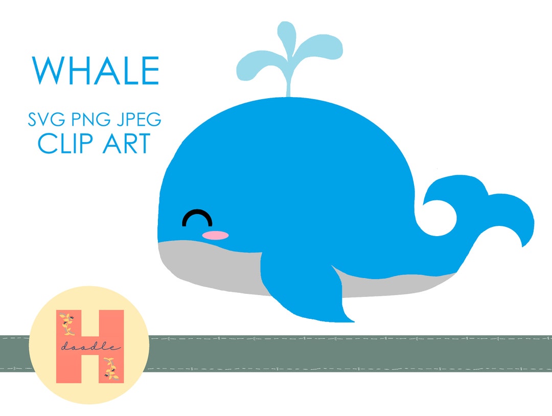 Whale Printable Digital SVG PNG JPEG File Clip Art Cricut Silhouette ...