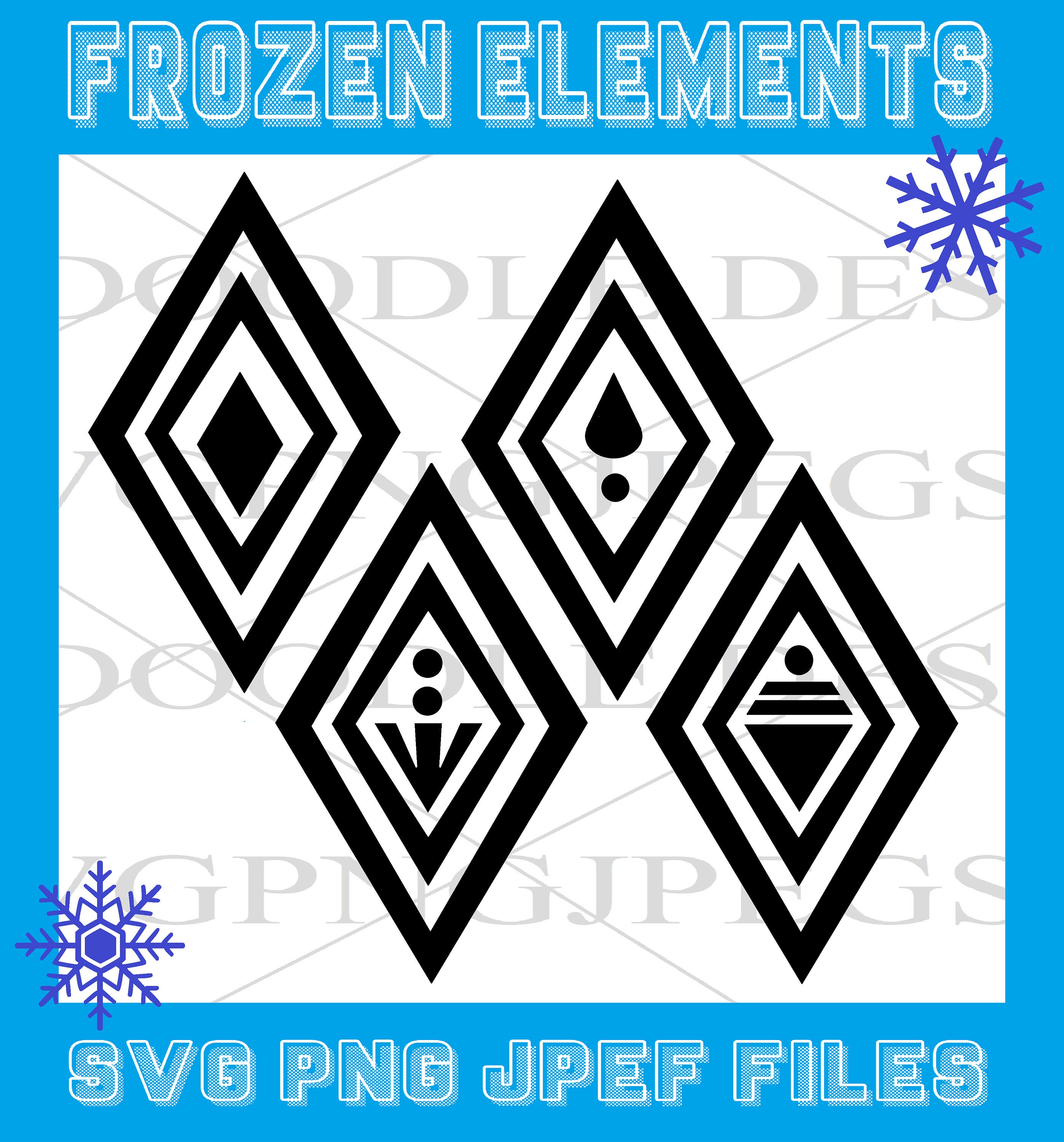 Digital Frozen 2 Elements Crystal Diamond SVG PNG JPEG Instant | Etsy