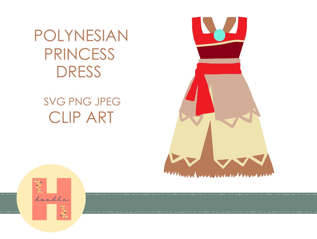 Polynesian Moana Princess Dress Printable Digital SVG PNG JPEG File ...