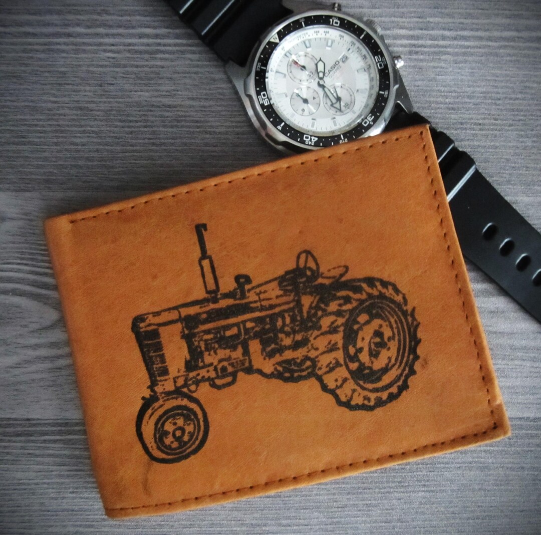 Men's Leather Wallet With a International Harvester Ih Farmall Tractor ...