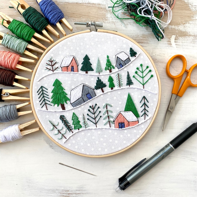 Winter Wonderland Pattern Only Beginner Embroidery PDF. Hand | Etsy