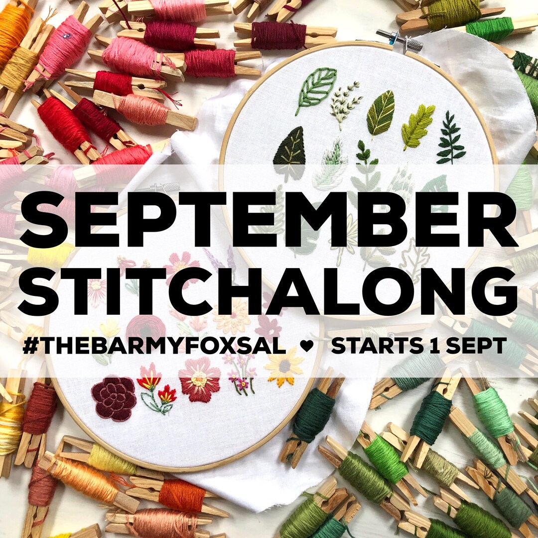 SEPTEMBER INSTA STITCHALONG Embroidery Pattern. Digital Download Leaves ...