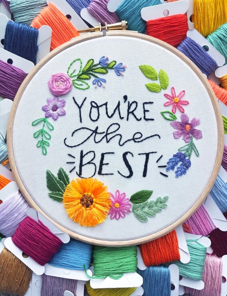 March Floral Wreath Embroidery Pattern of the Month. Beginner | Etsy