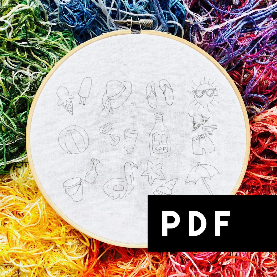 Summertime Mini Embroidery Pattern. Digital Download Embroidery Pattern ...