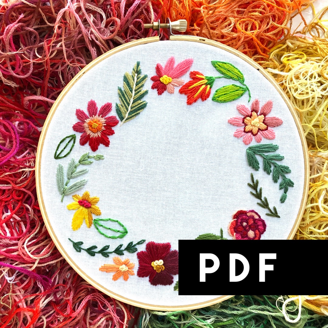 July Floral Embroidery Pattern of the Month Club. Floral Digital ...