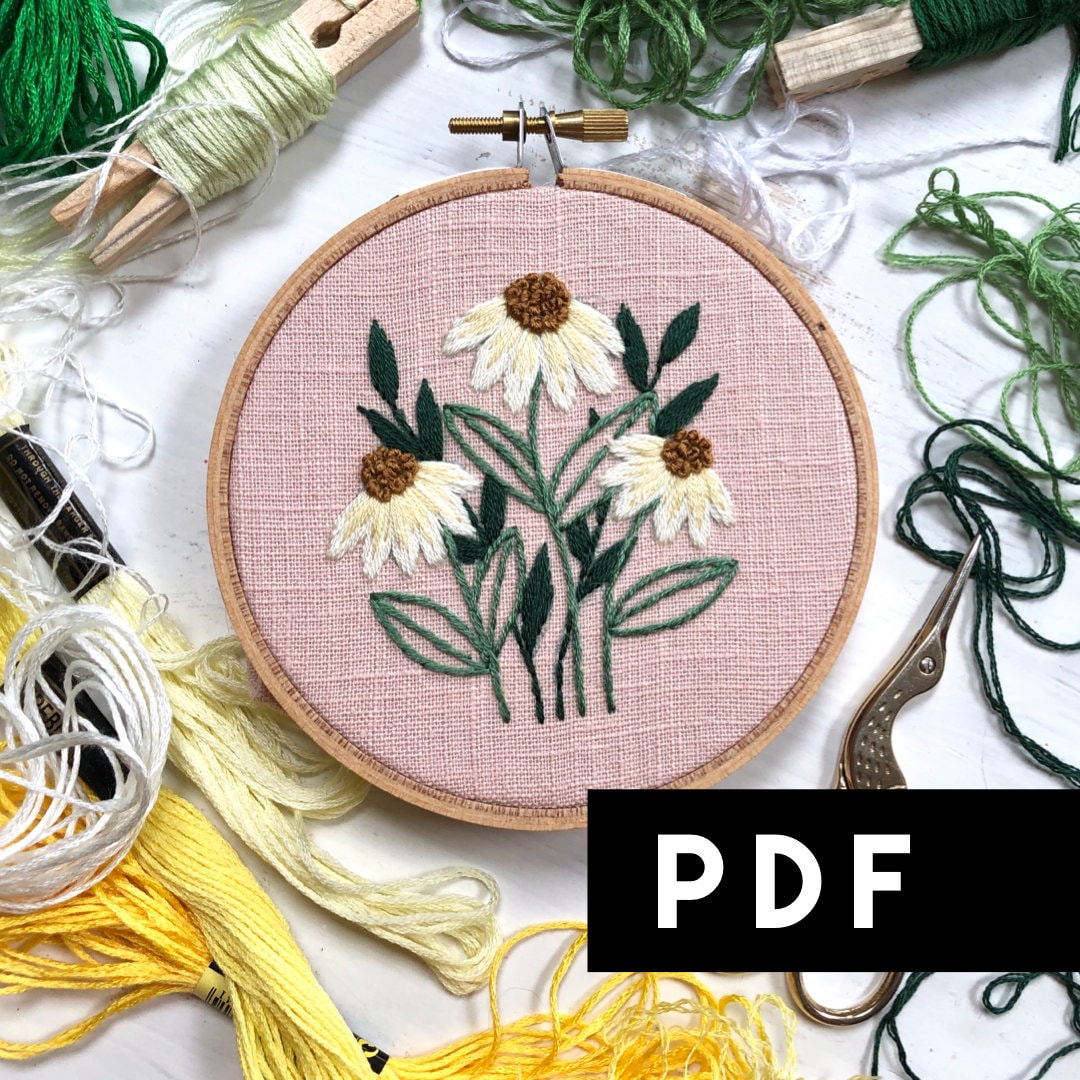 Daisy Embroidery PDF. Embroidery Pattern PDF. Hand Embroidery - Etsy