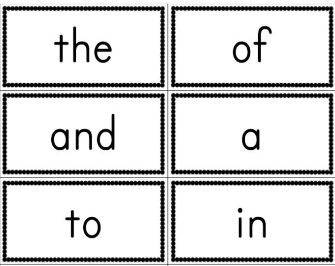 100 Printable Fry's First Hundred Sight Word Flashcards | Kindergarten ...