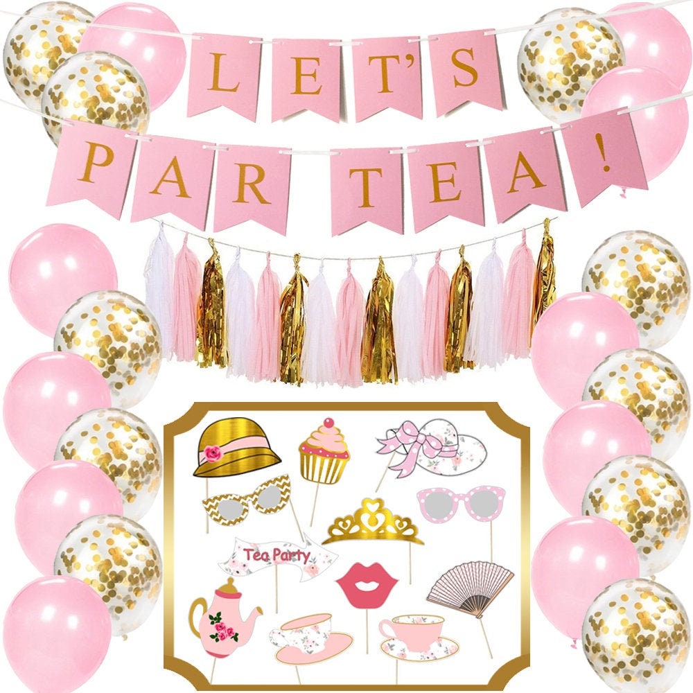 Tea Party Decorations Kit "lets Par Tea!" Banner, Tea Party Photobooth ...