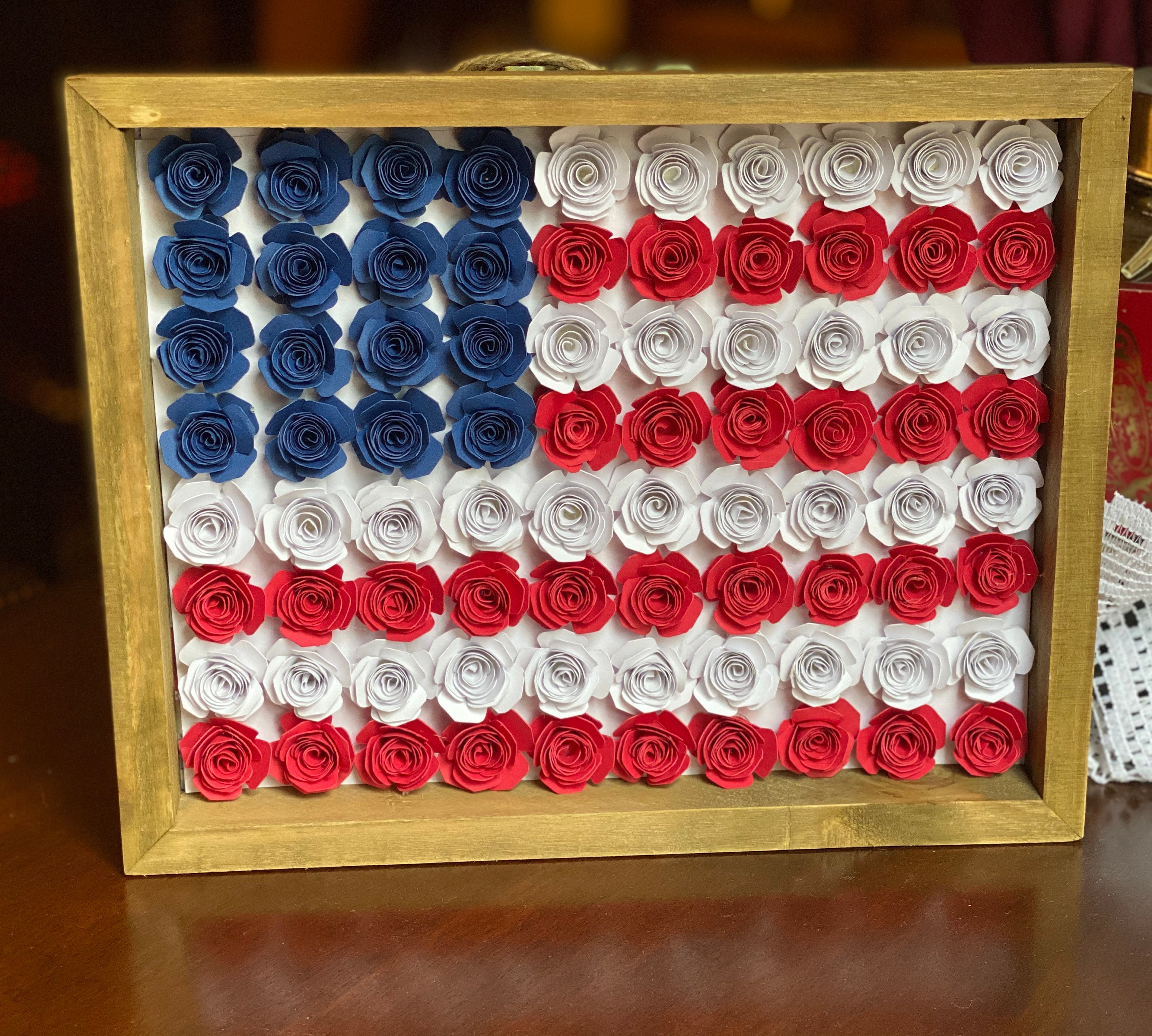 American Flag Flower Sign: Patriotic Home Decor (8x10) - Etsy