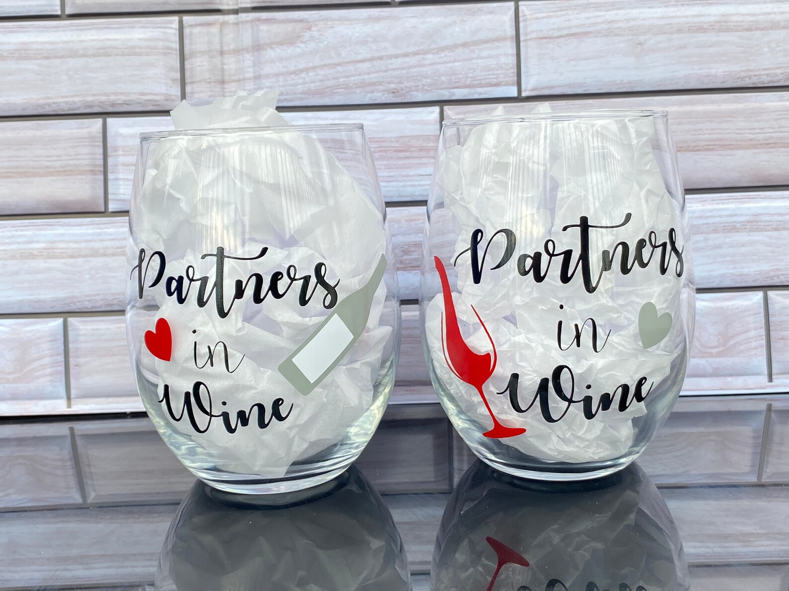 Partners in Wine Best Friend Wine Glass Set - Etsy