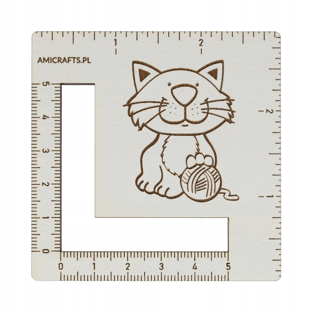 Cute Knitting and Crochet Swatch Gauge Ruler, Cat With Yarn, HDF or ...