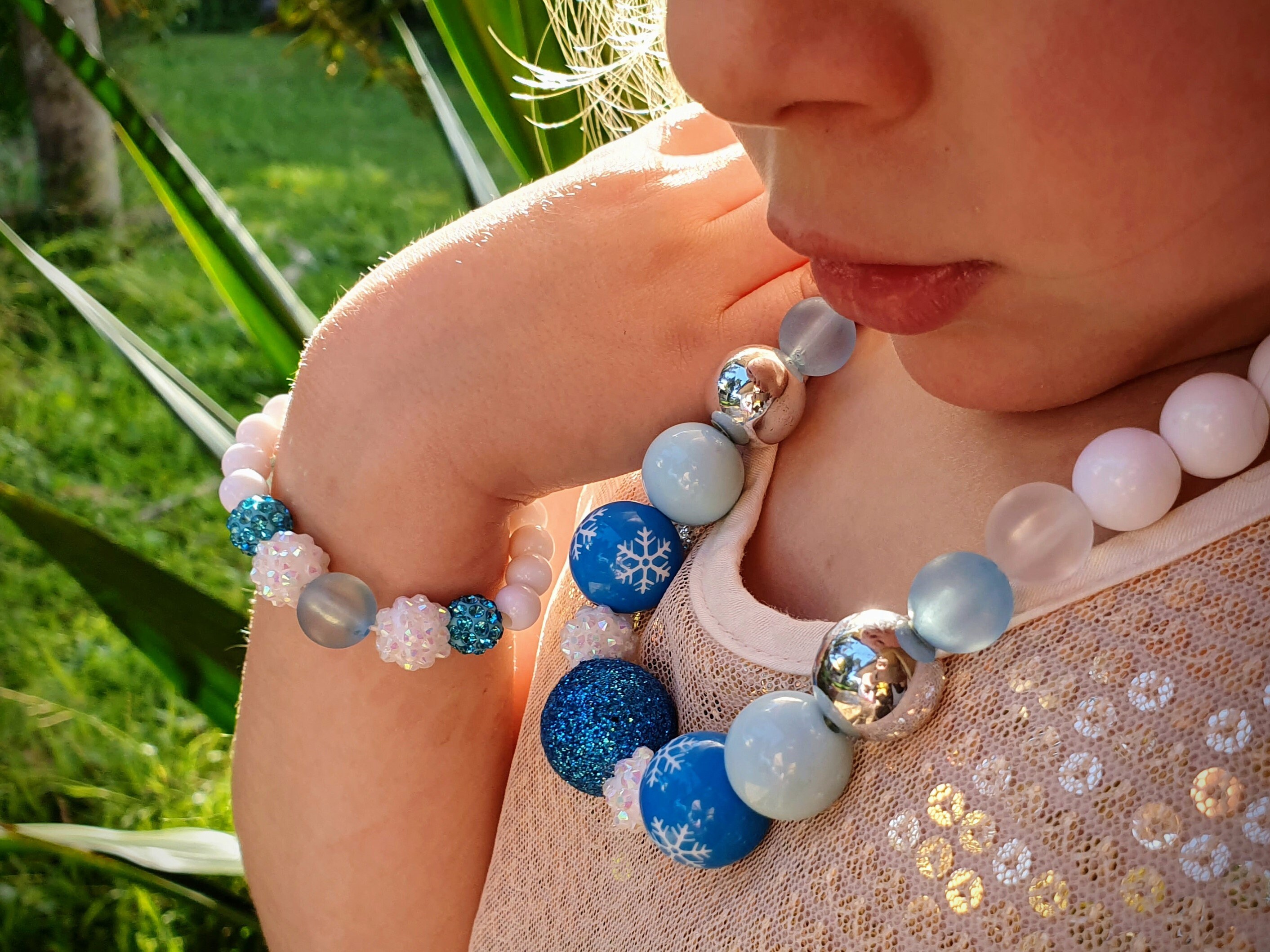 Queen Elsa Frozen Costume Necklace & Bracelet Set Stretch - Etsy