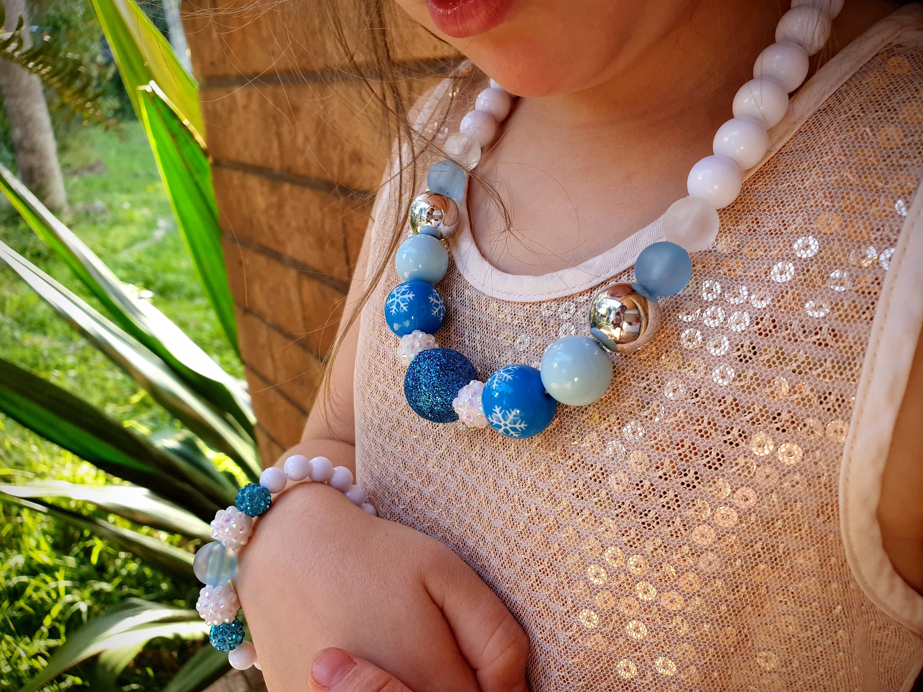 Queen Elsa Frozen Costume Necklace & Bracelet Set Stretch - Etsy