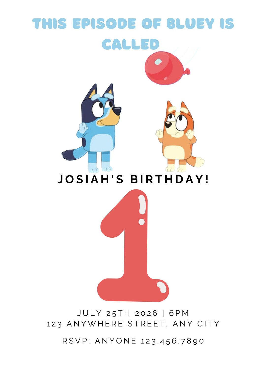 Bluey Keepy Uppy Birthday Invitation - Etsy