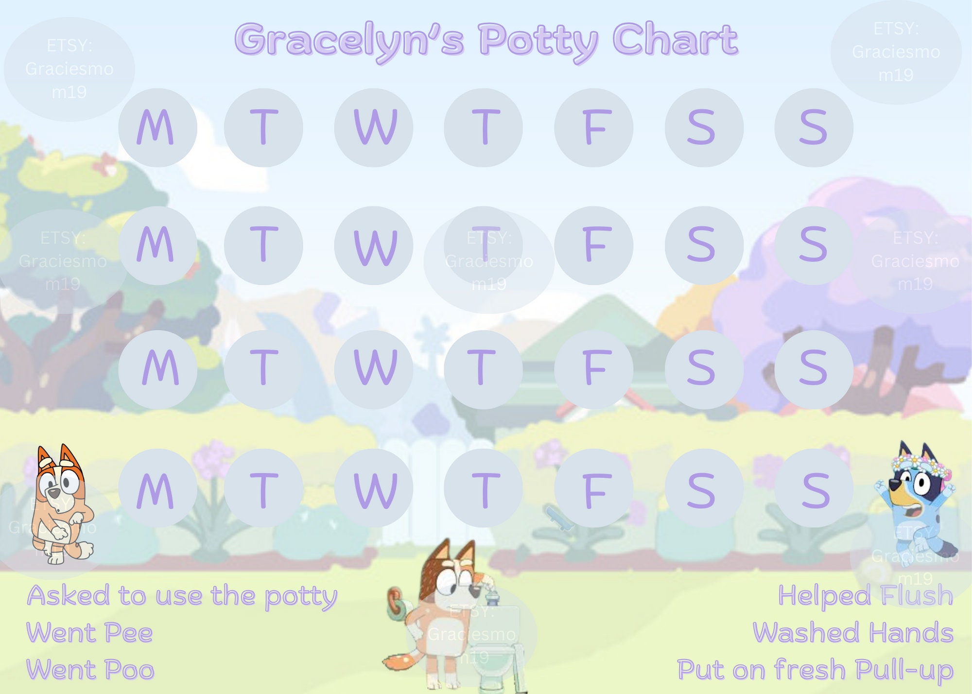 Bluey Custom Potty Chart - Etsy