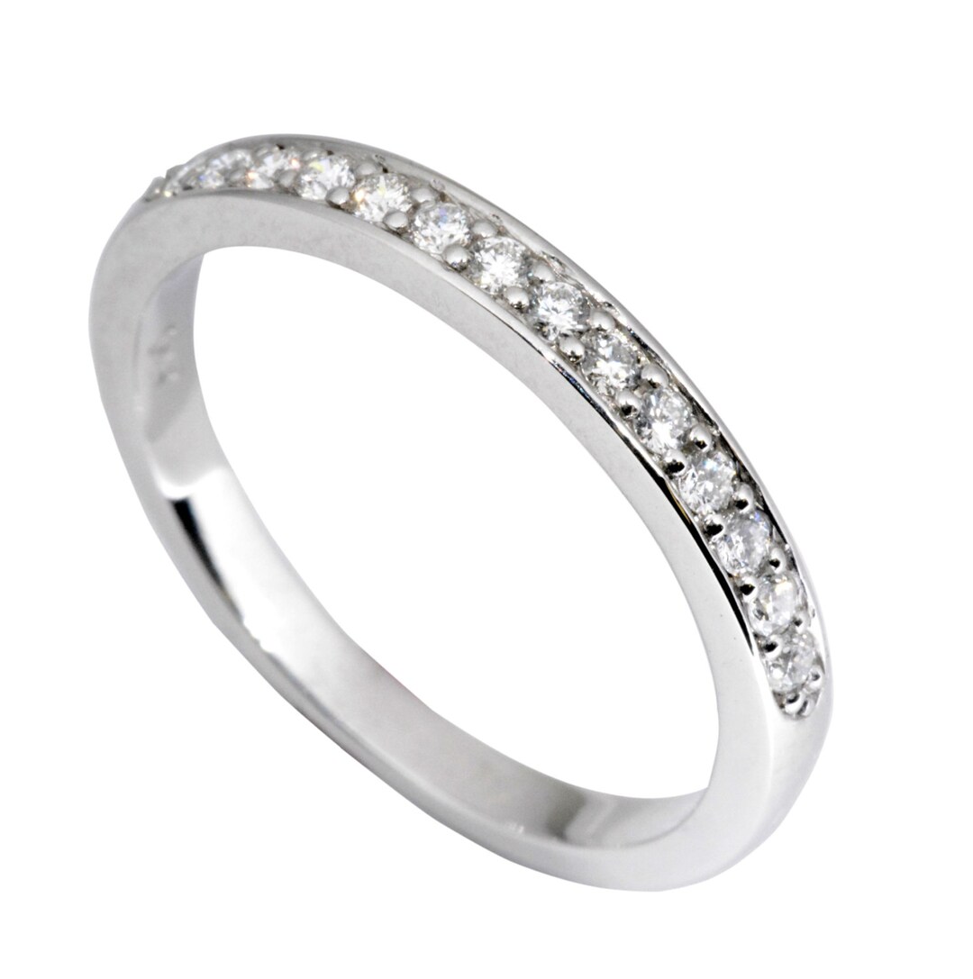 0.22ct Traditional Bridal 14K White Gold Wedding Band With - Etsy