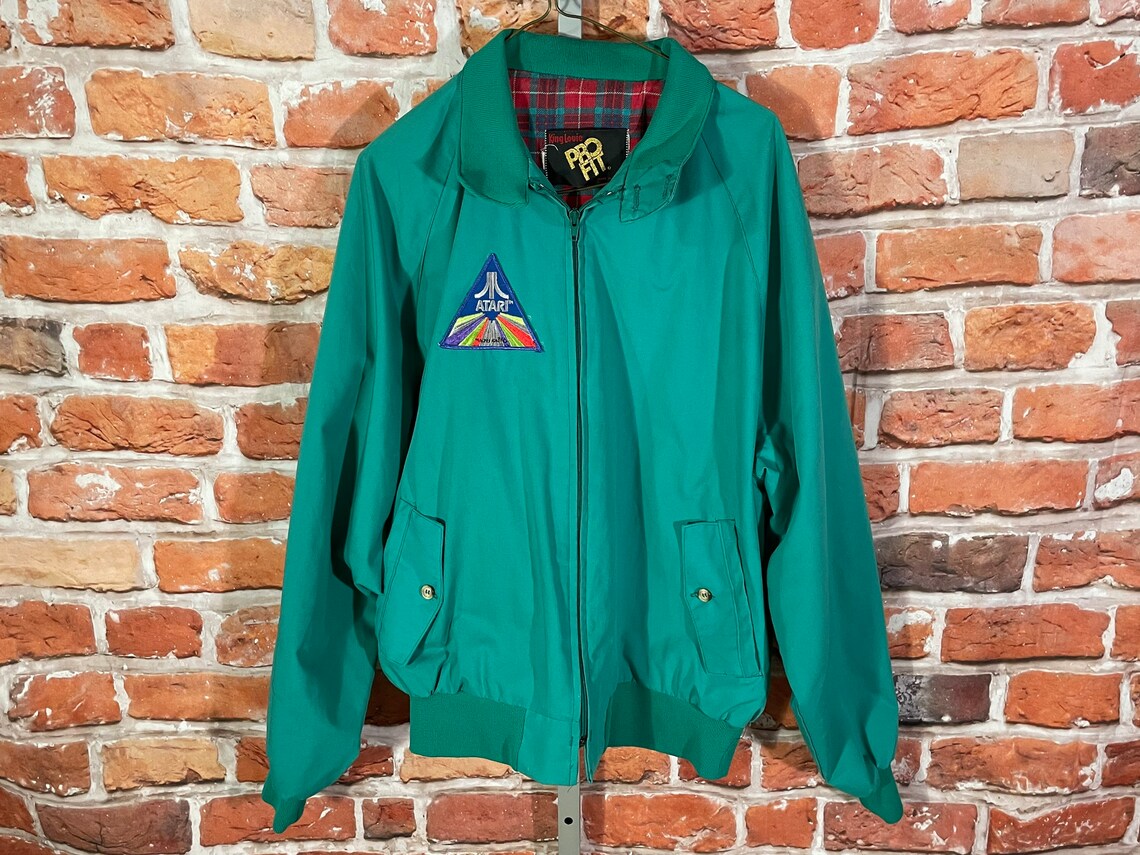 Vintage 80s Atari Teal Harrington Jacket Sz XL Video Game - Etsy