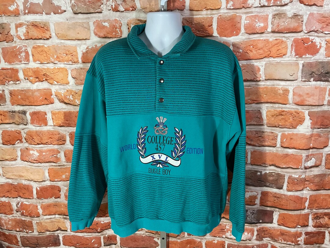 Vintage 90s Bugle Boy Striped IOU Style Sweatshirt - Sz XL - Grunge ...