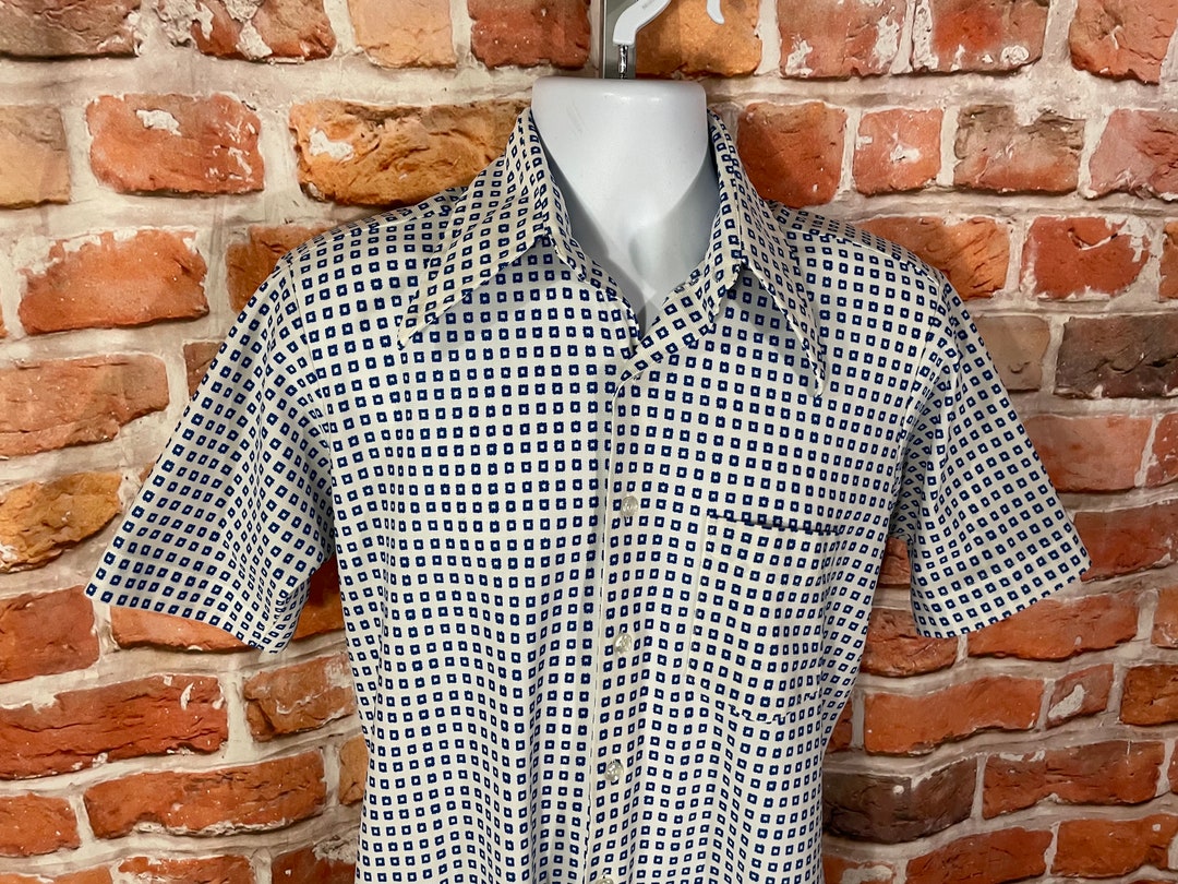 Funky Vintage 70s Button Down Shirt W Big Dart Collar Sz L Disco ...