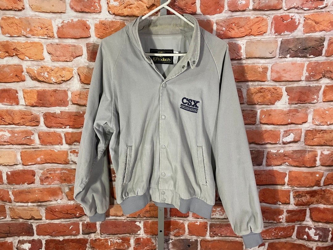 Vintage 80s CSX Transportation Corduroy Bomber Jacket - Sz XL - Railway ...