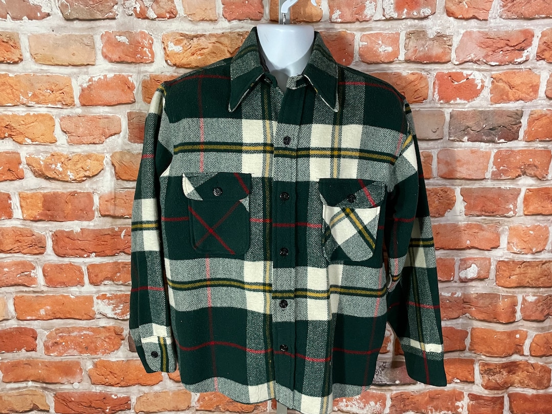 Vintage 60s 70s JC Penny MG Thick Flannel Tagged L Mod Emo Grunge Plaid ...