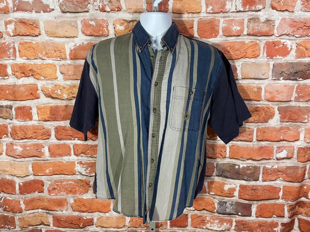 90s Bugle Boy Vertical Striped Button Down Vintage Shirt - Sz M ...