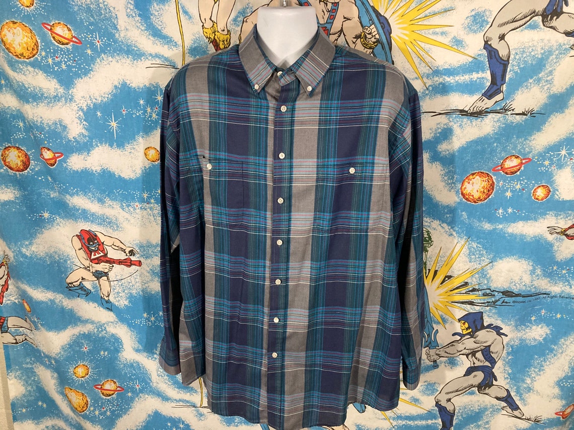 Awesome 80s Vintage Plaid Striped Long Sleeve Button up Shirt - Etsy