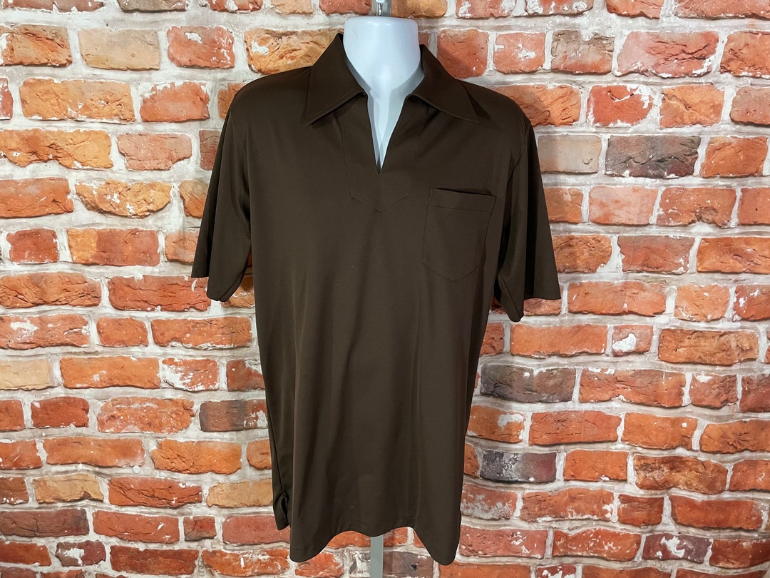 Vintage Funky 70s Open Chest Jaccar Polo Shirt - Sz XL - Mod Grandpa ...