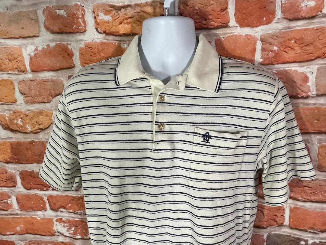 Vintage 80s Grand Slam Striped Penguin Polo Shirt Fits M/L Gol Emo ...