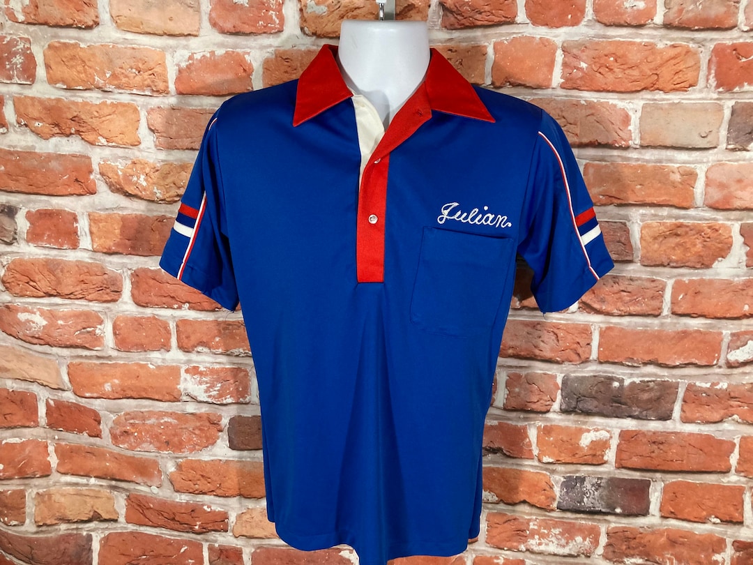 Vintage 70s 80s Striped Bowling Polo Shirt - Julian - Sz M - Emo Indie ...
